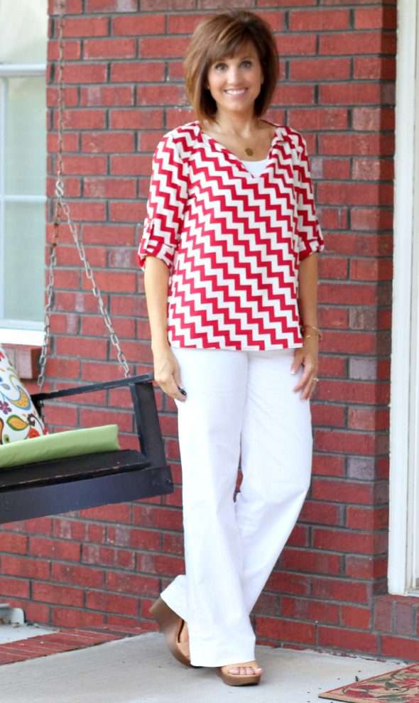 Summer Fashion-Red & White Chevron - Cyndi Spivey