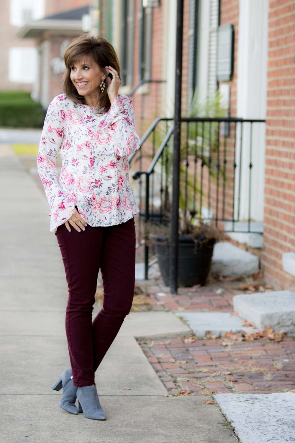 Floral Blouse with Bell Sleeves - Cyndi Spivey