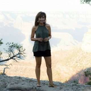 Green Tank + Black Shorts - Cyndi Spivey